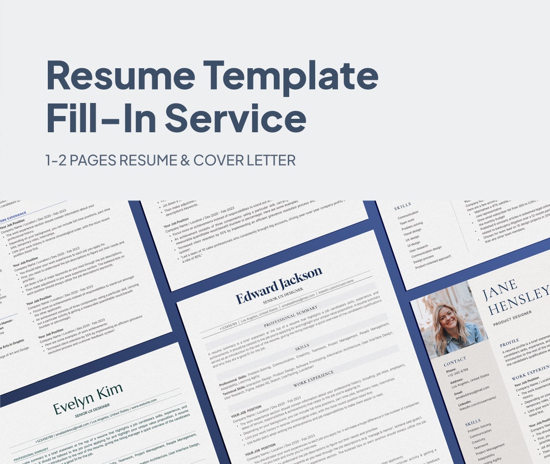 Resume Template Fill-in Service CV Template Fill-in Service Free Resume ...