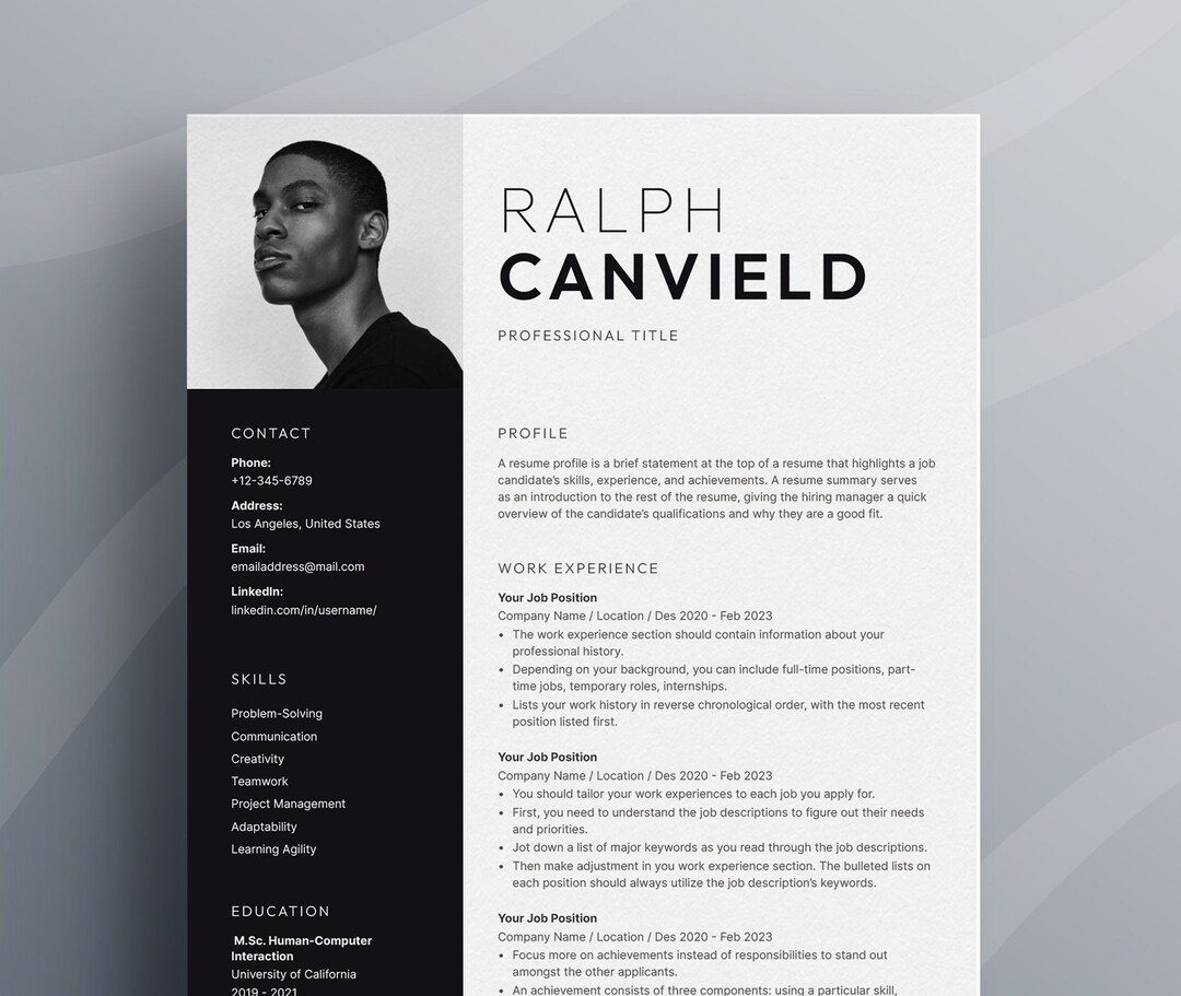 Resume Template for Microsoft Word and Mac Pages With Cover - Etsy