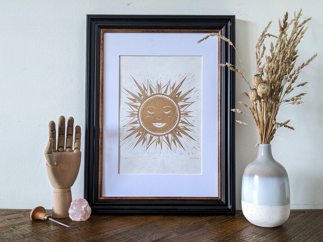 Le Soleil Sun Linocut Art Print - Etsy