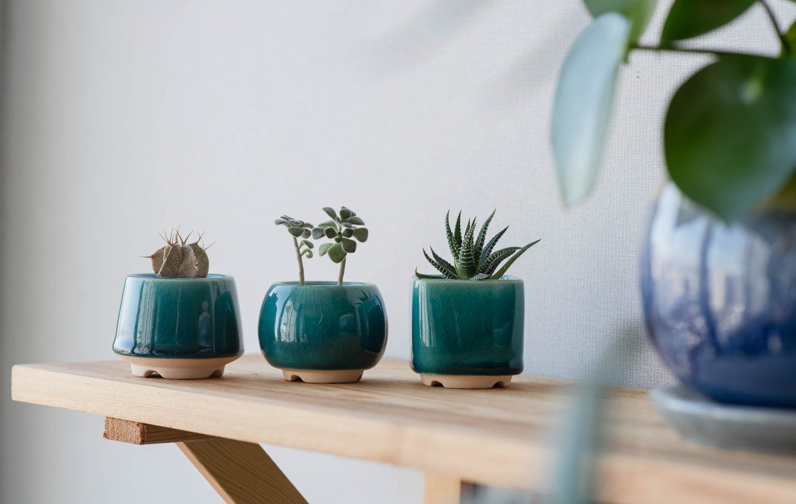 Turquoise Small Plant Pot M Size Set of 3 Ceramic Pot for - Etsy