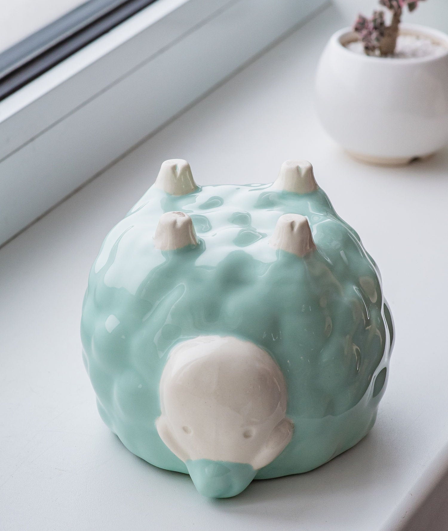 Sheep ceramic plant pot // Green animal planter // Small plant | Etsy