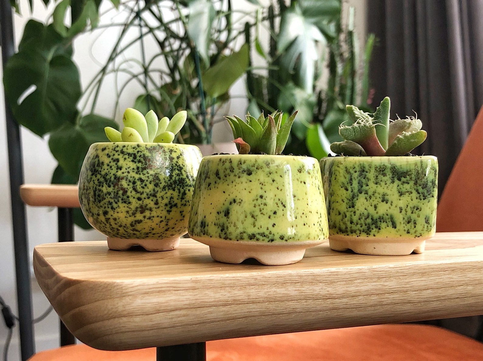 Lime and Green Small Plant Pot Set of 3 Ceramic Planter | Etsy