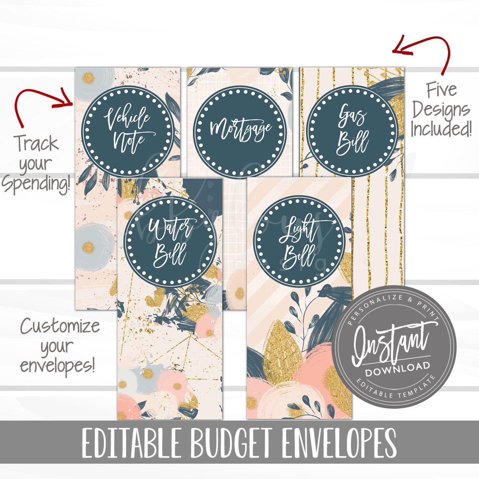 EDITABLE Cash Envelopes Cash Tracker Floral Budget | Etsy