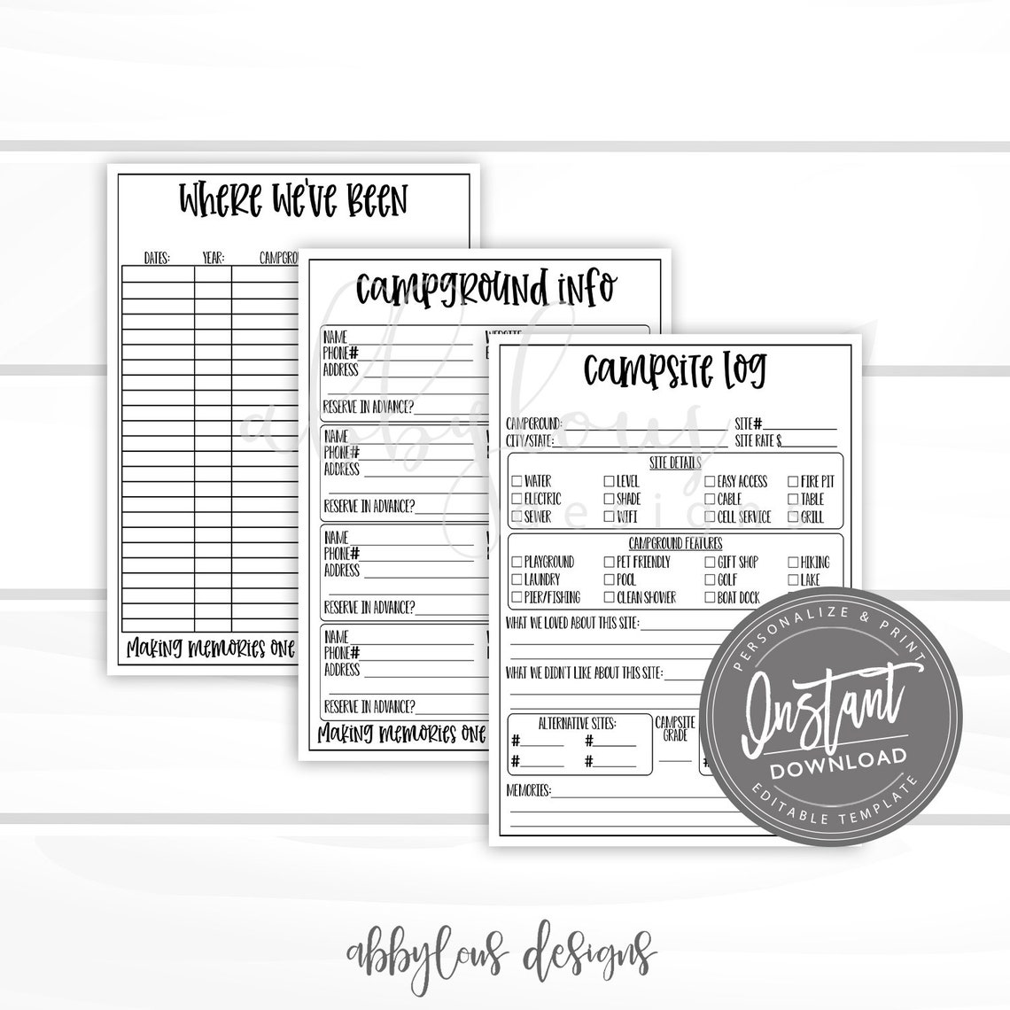 EDITABLE Camper Planner Printable, RV Planner, Camping Checklists, Full ...
