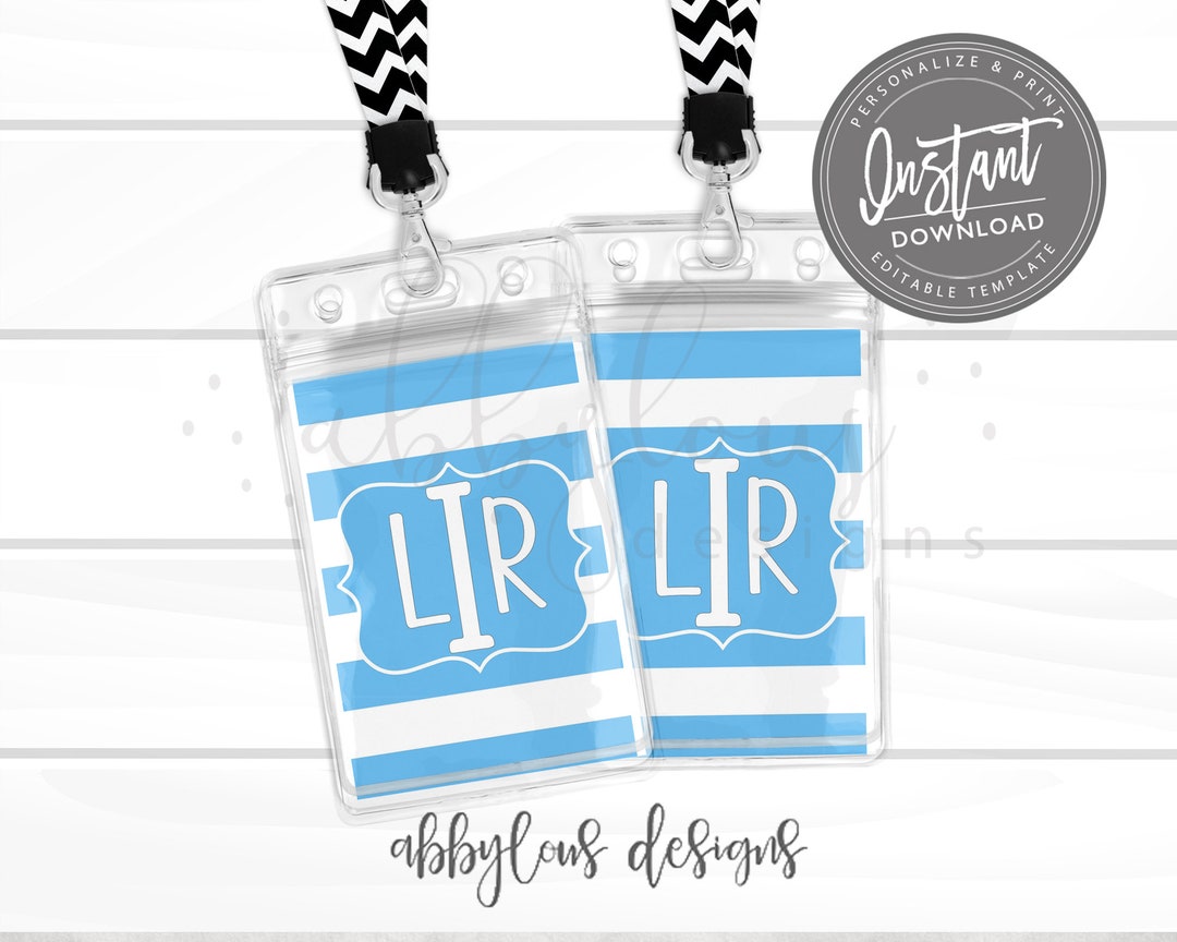 EDITABLE Monogram Luggage Bag Tags, Printable Backpack Tags ...