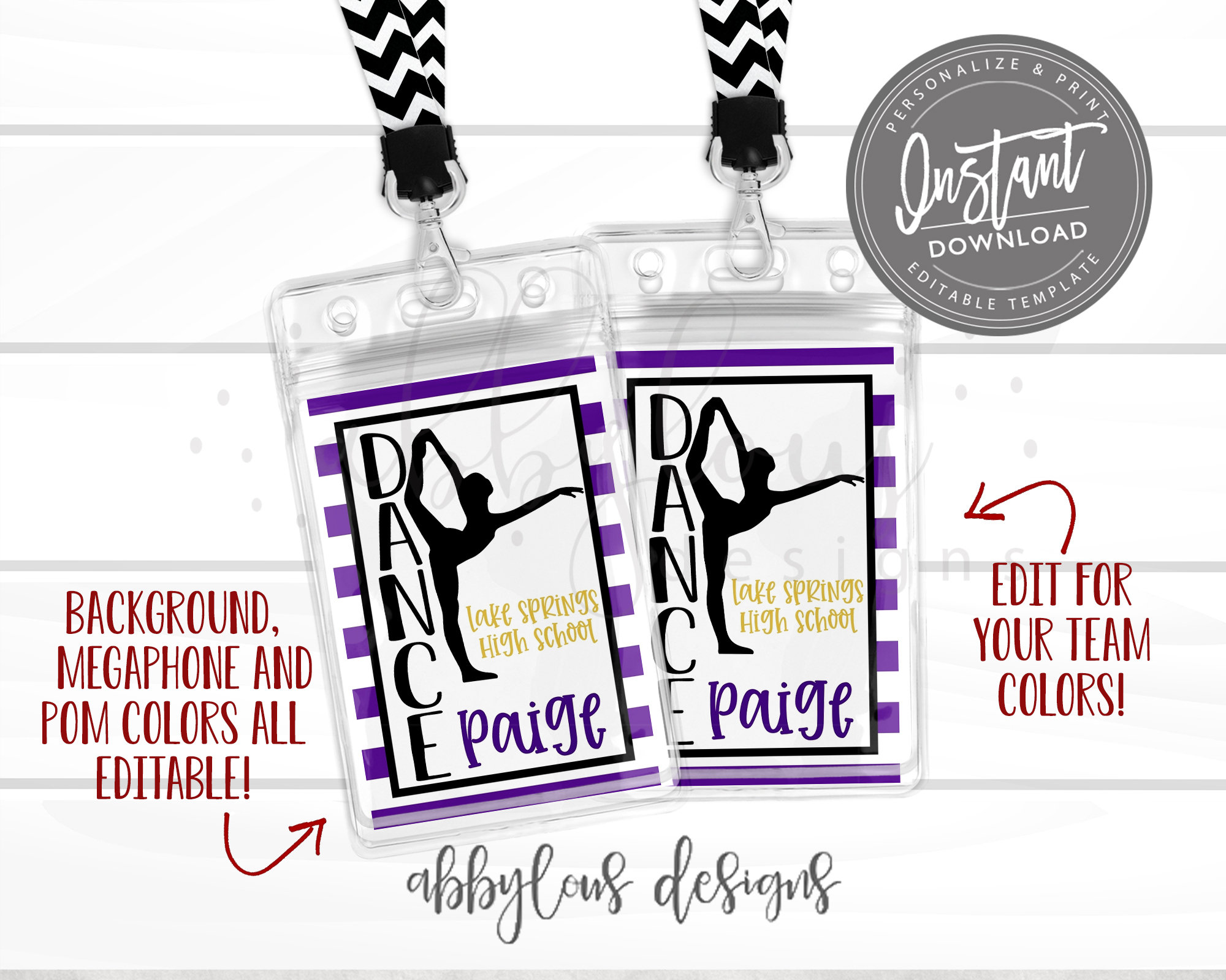 EDITABLE Dance Bag Tags Printable Dance Team Backpack Tags - Etsy