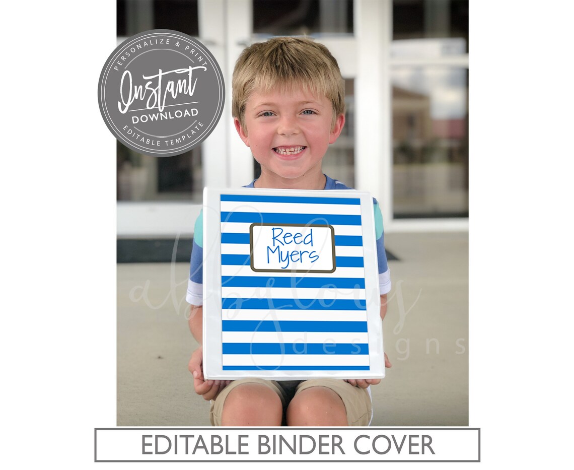 EDITABLE Binder Cover, Stripe Binder Cover, Back to School, School ...