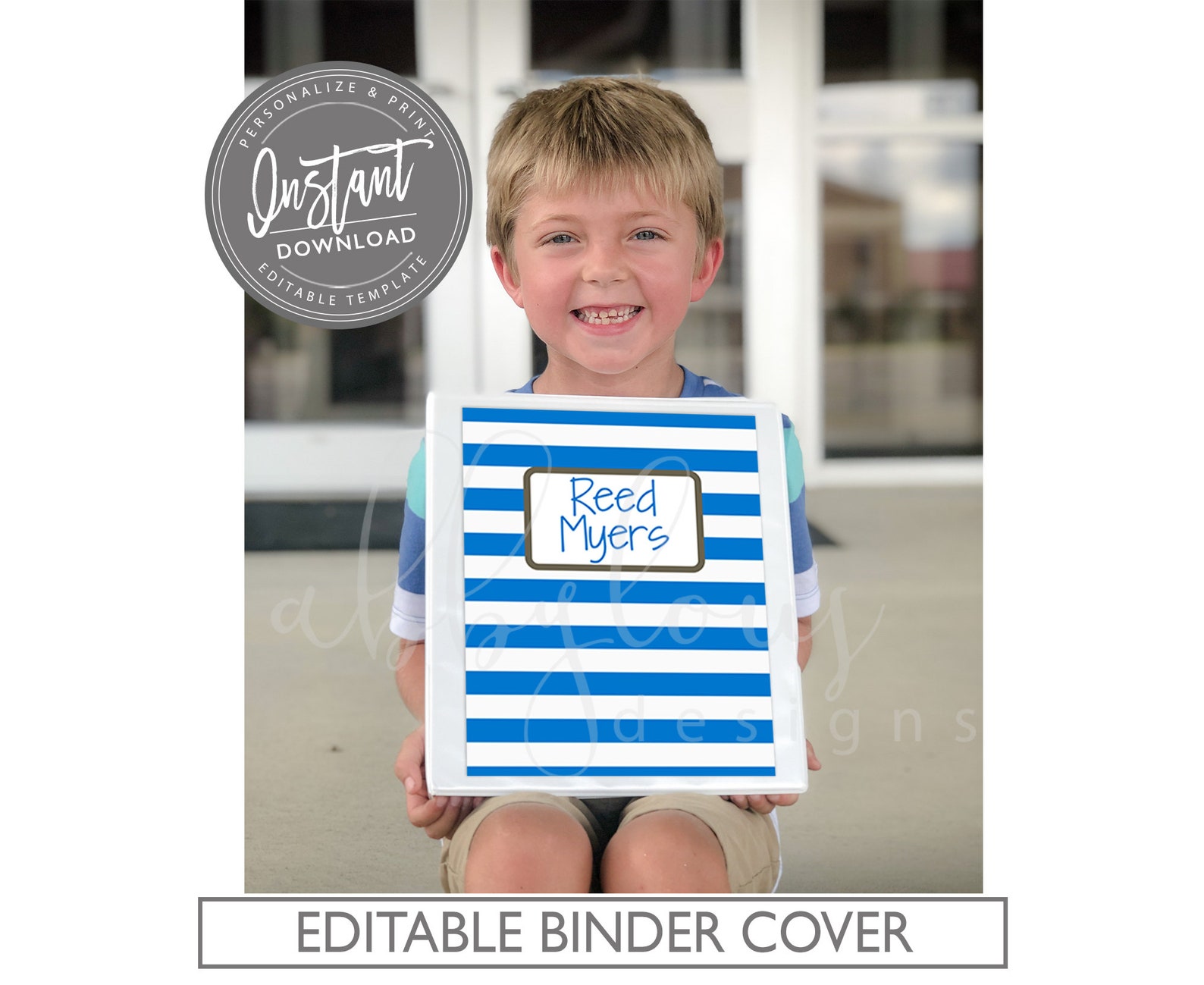 EDITABLE Binder Cover, Stripe Binder Cover, Back to School, School ...