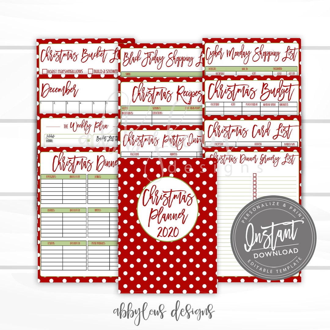 EDITABLE Christmas Planner Printable, Christmas Party Planner, Gift ...