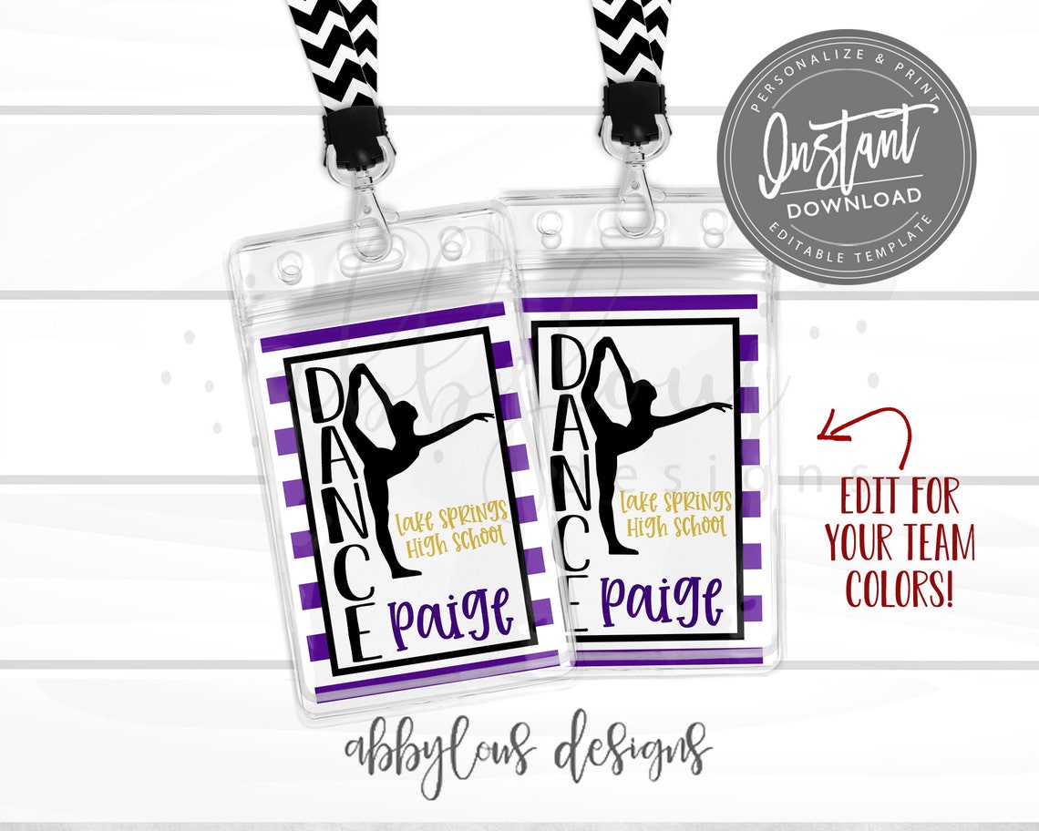 EDITABLE Dance Bag Tags Printable Dance Team Backpack Tags - Etsy
