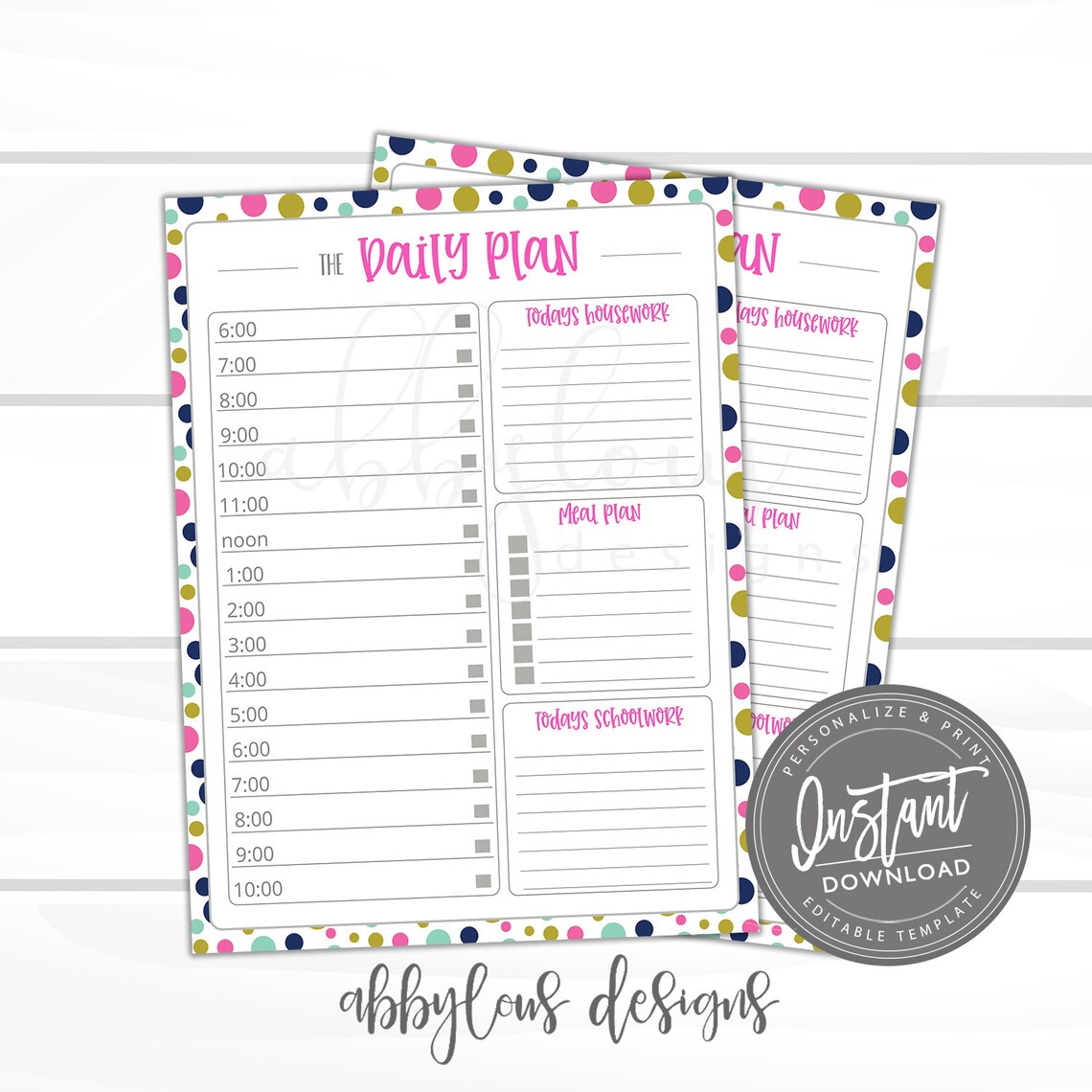 EDITABLE Daily Plan Printable Day by Day Itemized Planner - Etsy