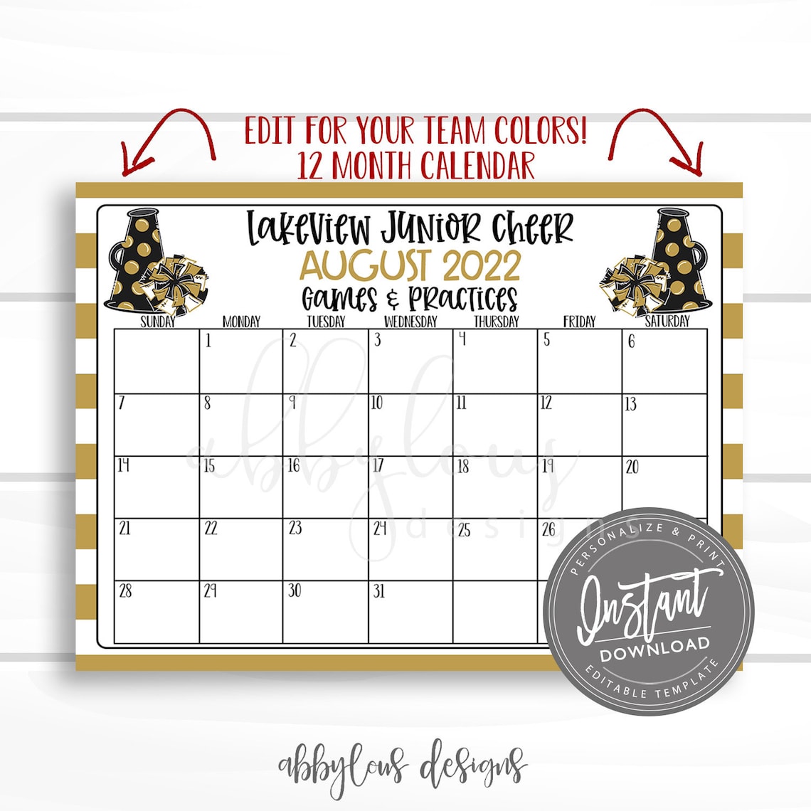 EDITABLE Cheer Practice & Games Schedule Cheerleader - Etsy