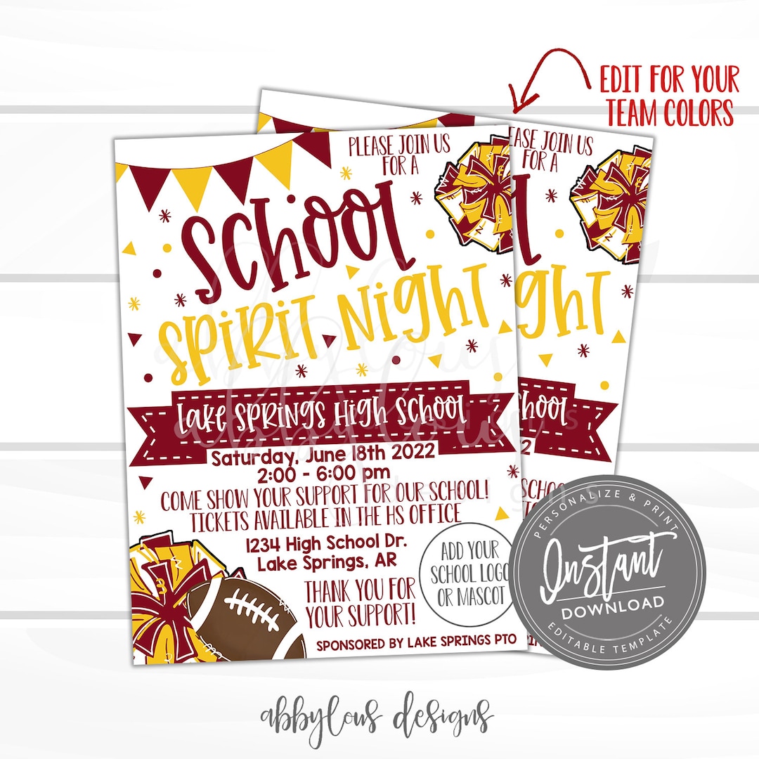EDITABLE School Fundraiser Flyer, School Spirit Fundraiser, Printable ...