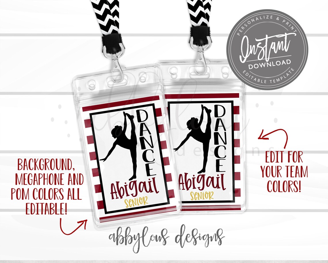 EDITABLE Dance Bag Tags Printable Dance Team Backpack Tags | Etsy