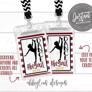 EDITABLE Dance Bag Tags Printable Dance Team Backpack Tags - Etsy