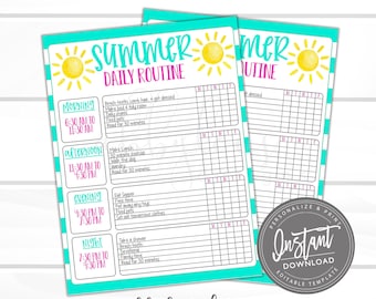 EDITABLE Daily Routine Schedule Printable, Daily Schedule, Daily ...