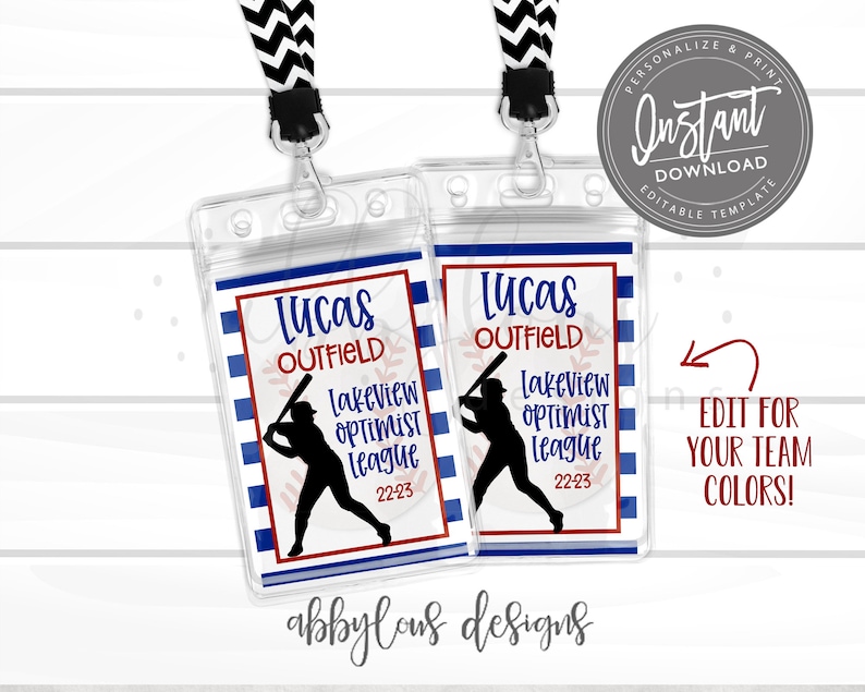 EDITABLE Baseball Bag Tags, Printable Baseball Backpack Tags ...