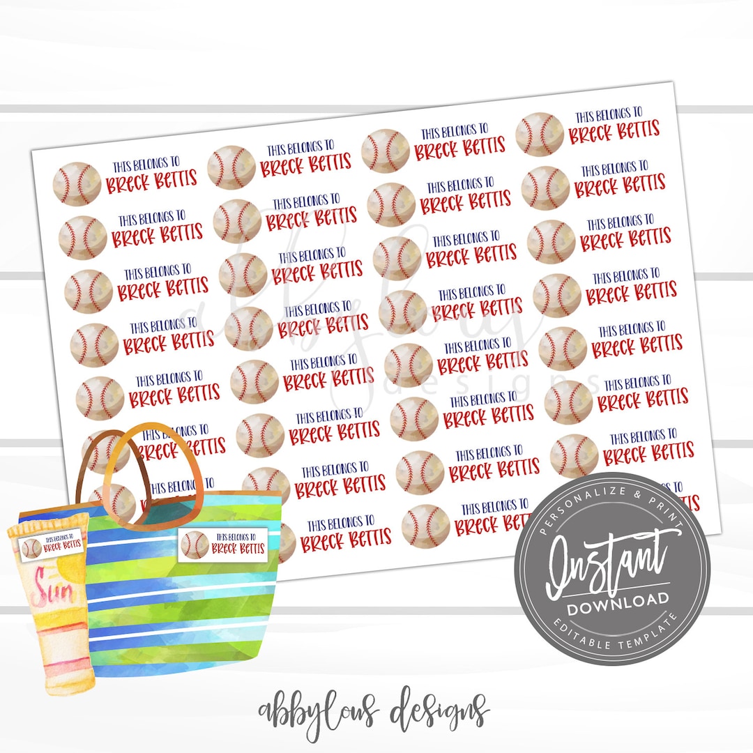 Personalized Nametags, Editable Boys Baseball School Name Tags, This ...