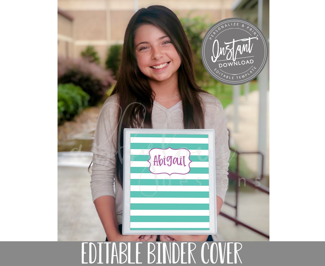 EDITABLE Binder Cover, Stripe Binder Cover, Back to School, School ...