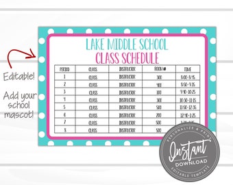 EDITABLE Class Schedule Printable Floral Back to School | Etsy