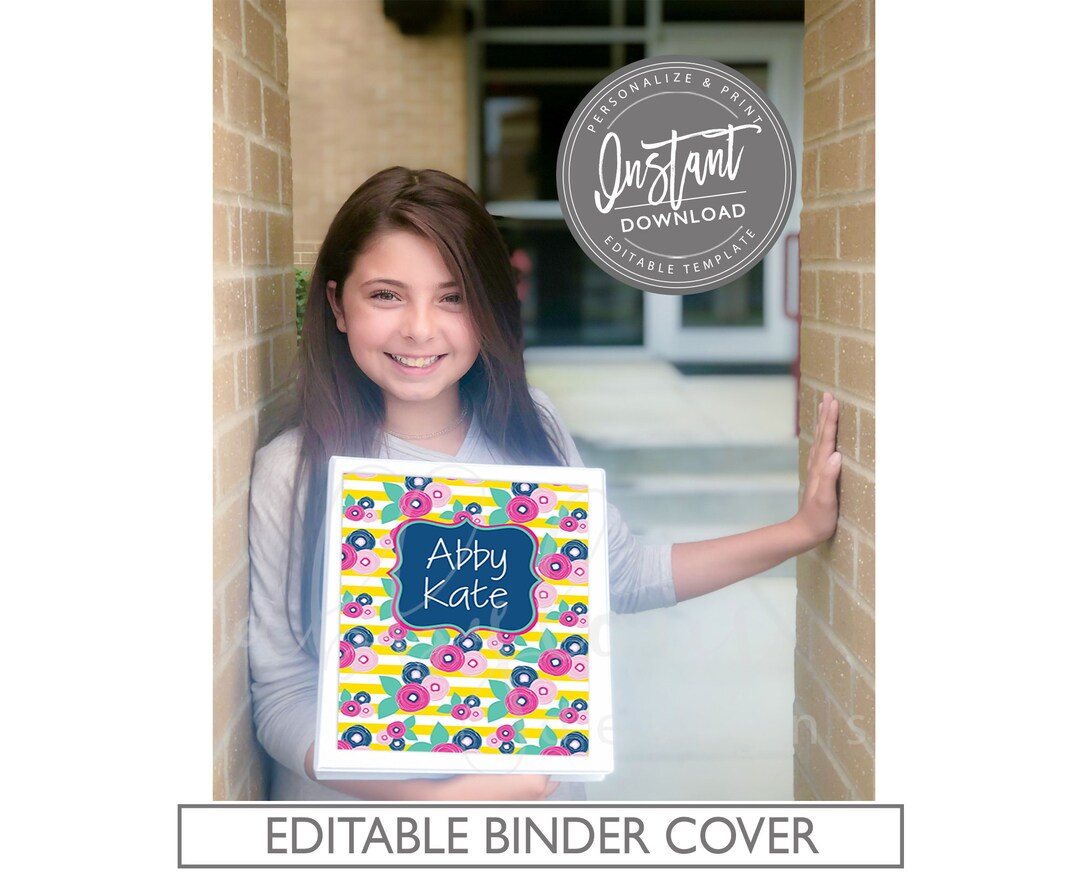 EDITABLE Binder Cover, Floral Binder Cover, Back to School, School ...