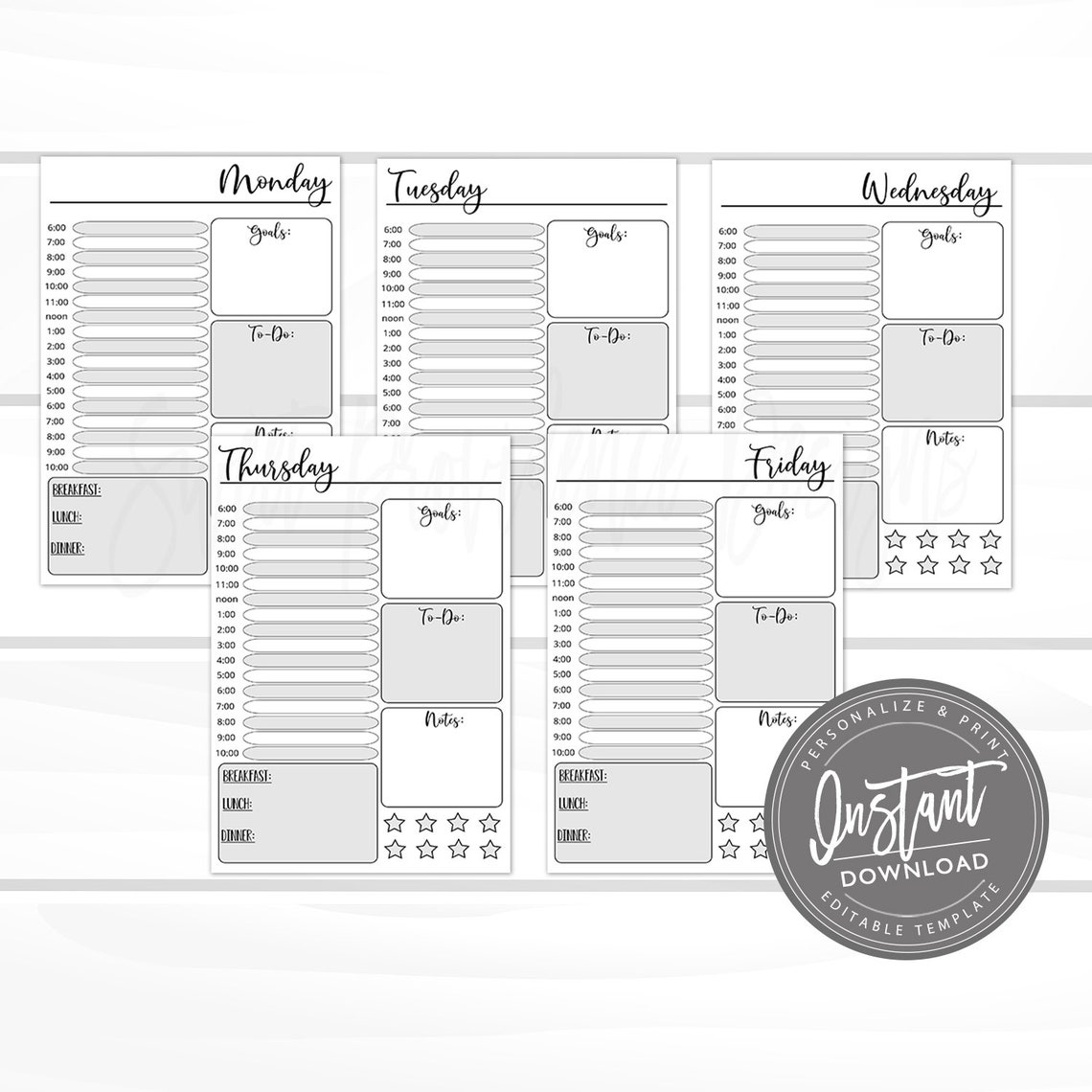EDITABLE Weekly Plan Printable Day by Day Planner Editable - Etsy