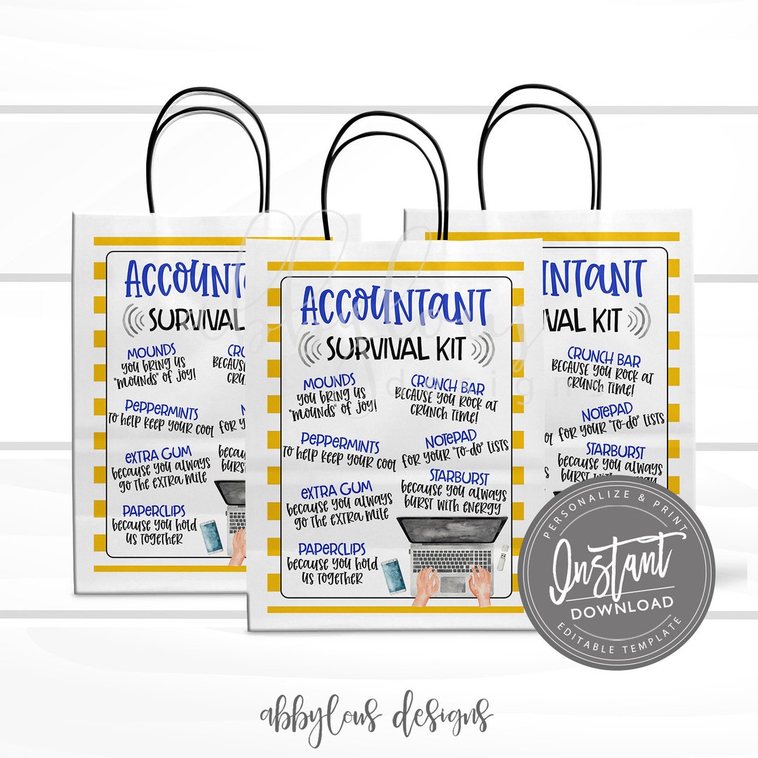 Editable Accountant Survival Kit Printable, Professionals Day, Admin ...