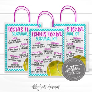 EDITABLE Tennis Survival Kit Printable, Tennis Team Printable, Team ...