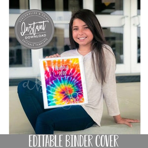 EDITABLE Binder Cover, Tie Dye Binder Cover, Back to School, School ...