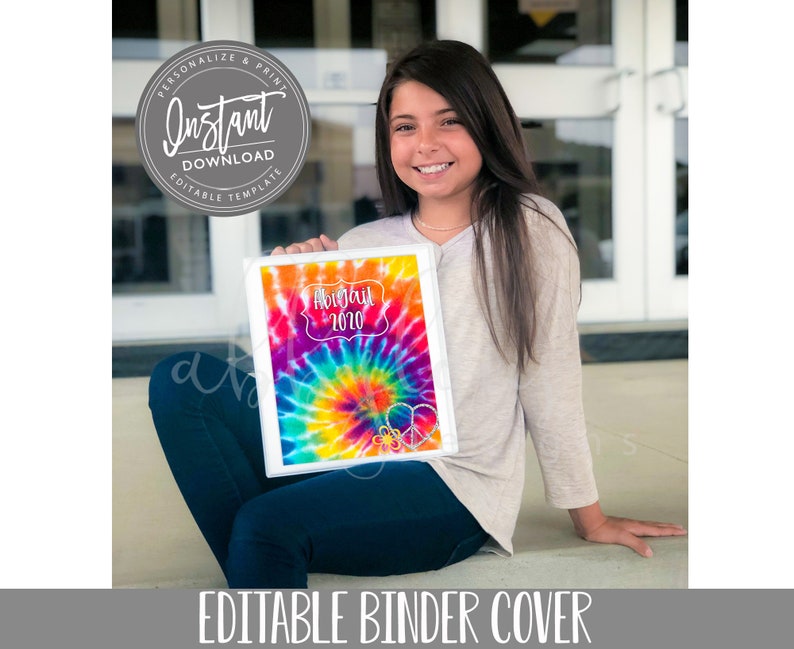 EDITABLE Binder Cover Tie Dye Binder Cover Back to School - Etsy