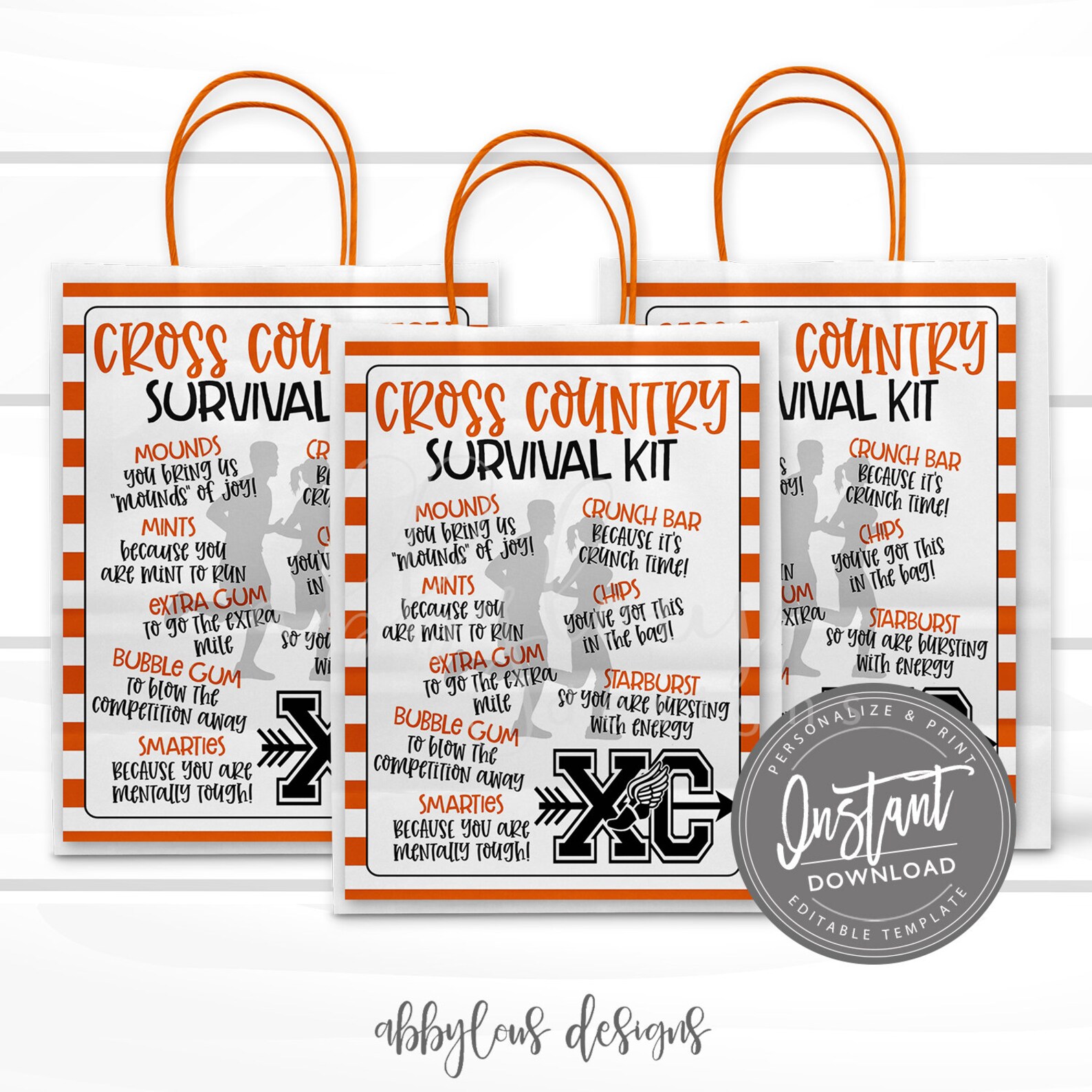 EDITABLE Cross Country Survival Kit Printable, Cross Country Team ...
