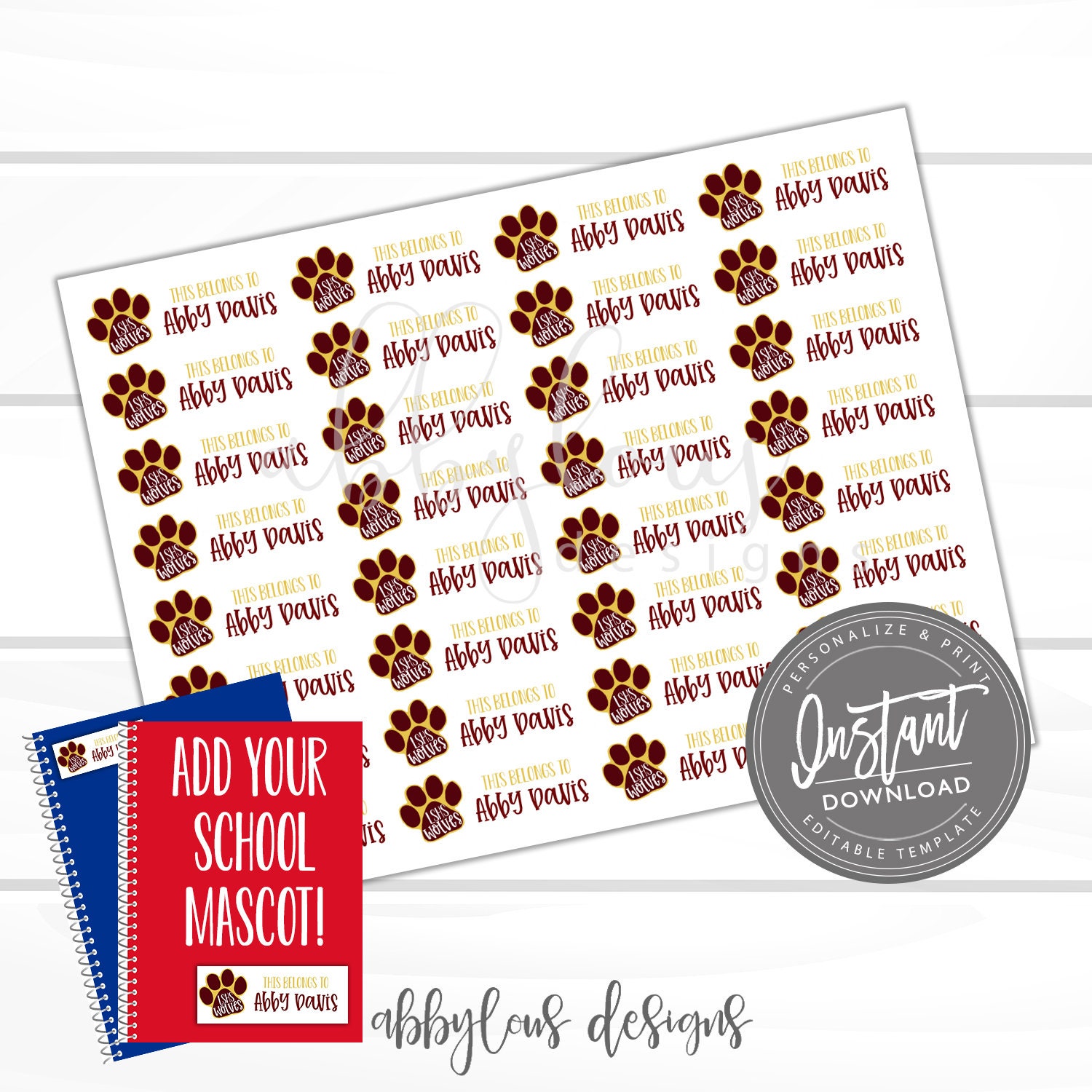 Personalized NameTags Editable School Name Tags This Belongs | Etsy