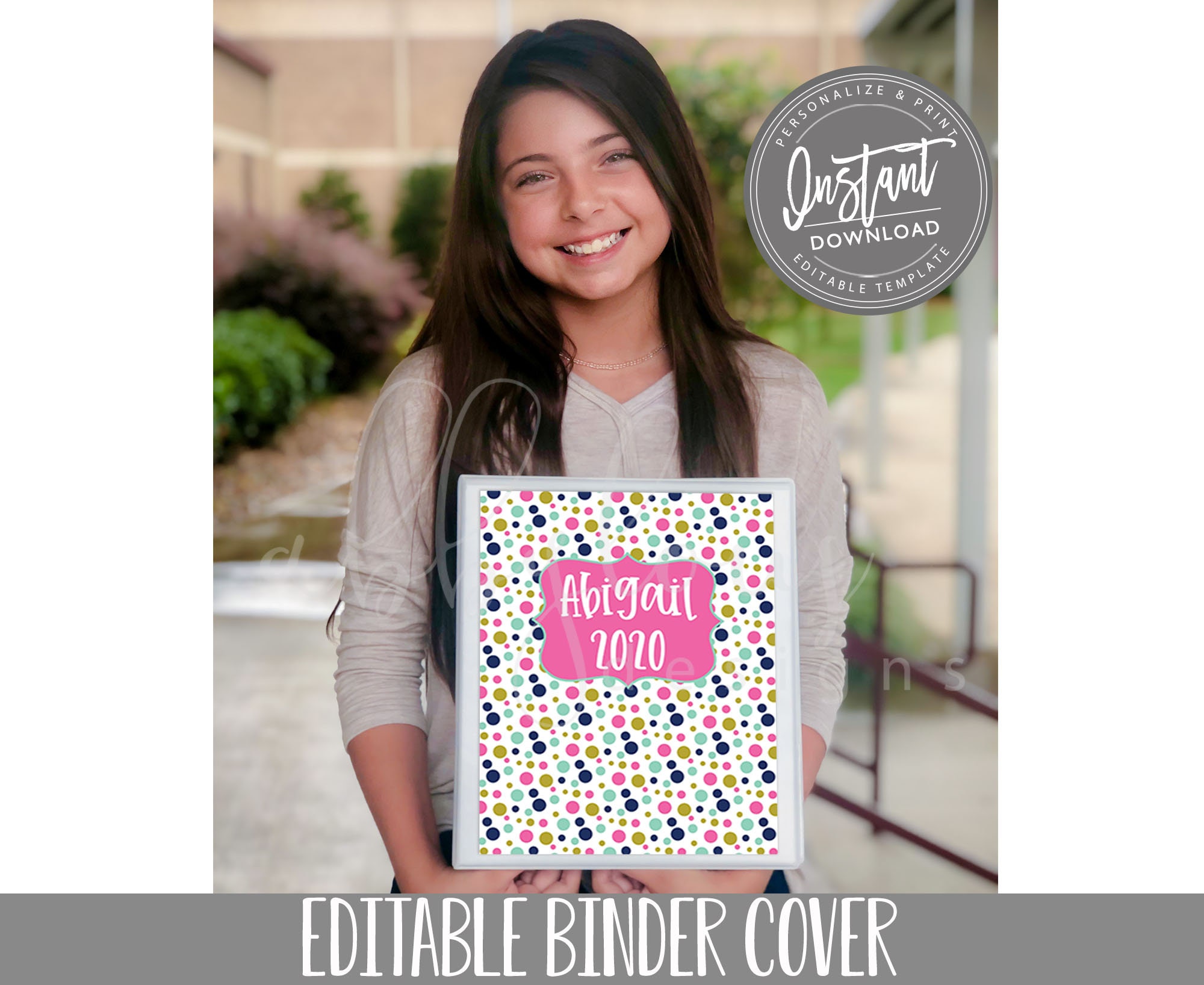 EDITABLE Binder Cover Polka Dot Binder Cover Back to School | Etsy