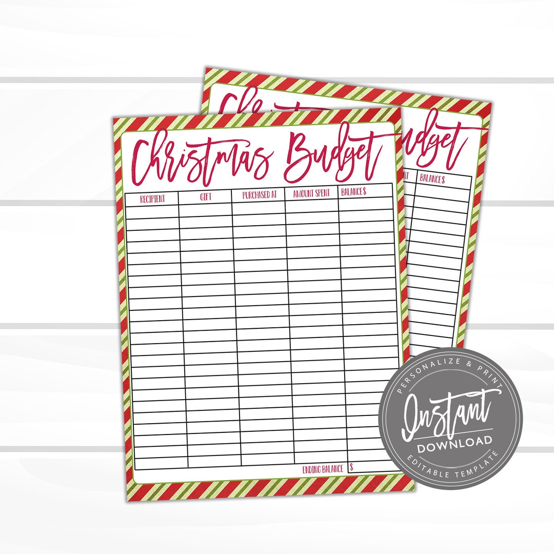 EDITABLE Christmas Budget Printable, Christmas Gift Tracker, Editable ...