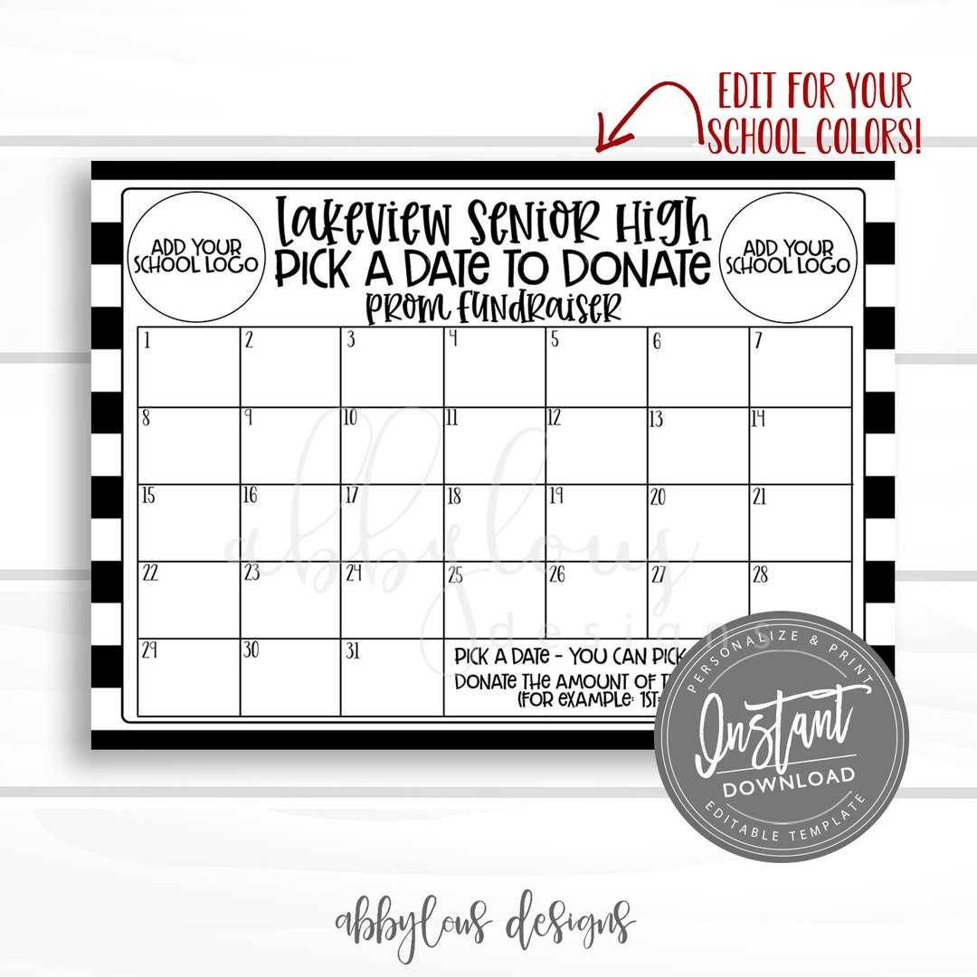EDITABLE Prom Pick a Date to Donate Printable, Senior Fundraiser ...