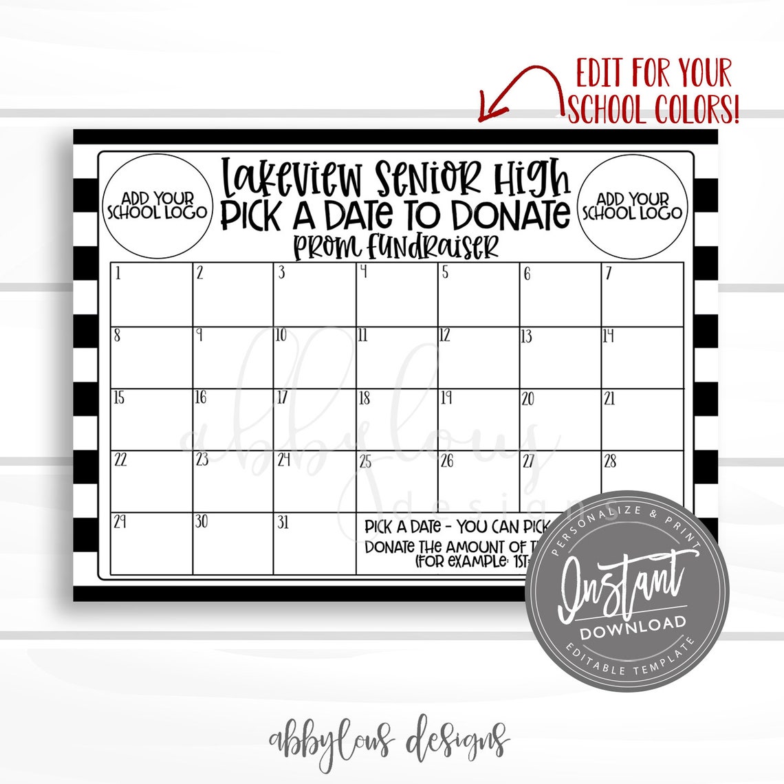 EDITABLE Prom Pick a Date to Donate Printable Senior - Etsy