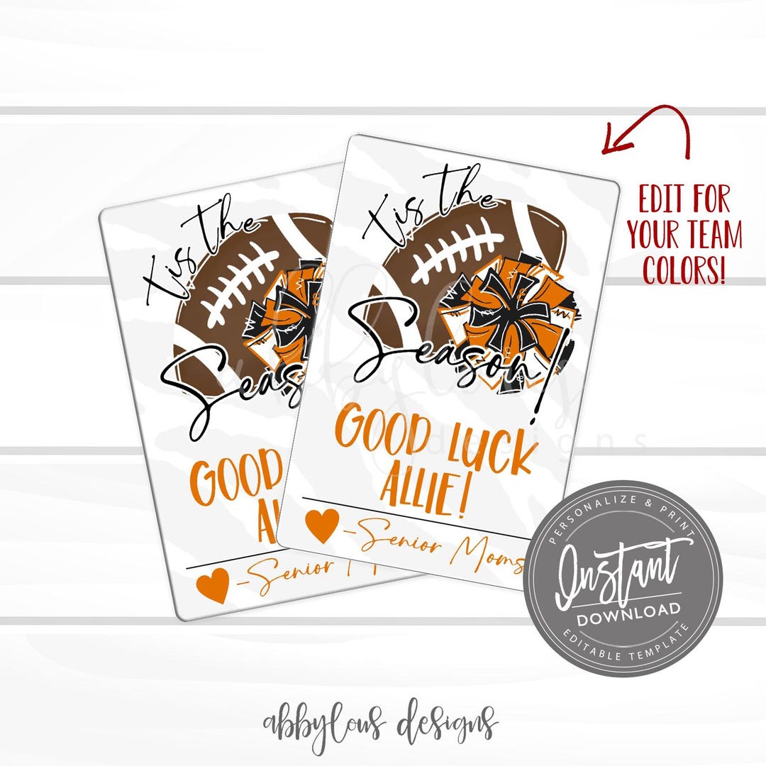 EDITABLE Football Good Luck Tags, Printable Football/cheer Tags ...