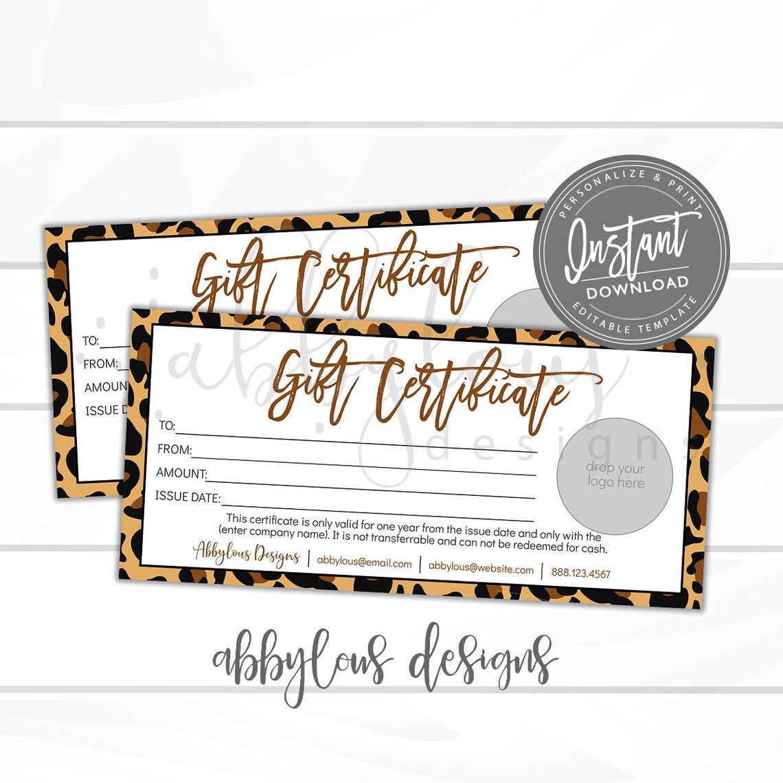 Editable Gift Certificate Leopard Print Editable Gift | Etsy