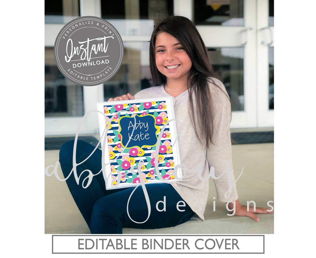 EDITABLE Binder Cover, Floral Binder Cover, Back to School, School ...