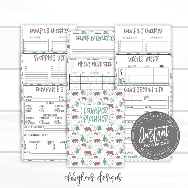 EDITABLE Camper Planner Printable, RV Planner, Camping Checklists, Full ...