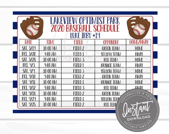 Editable Sports Schedule Template, Printable, Practice Schedule ...