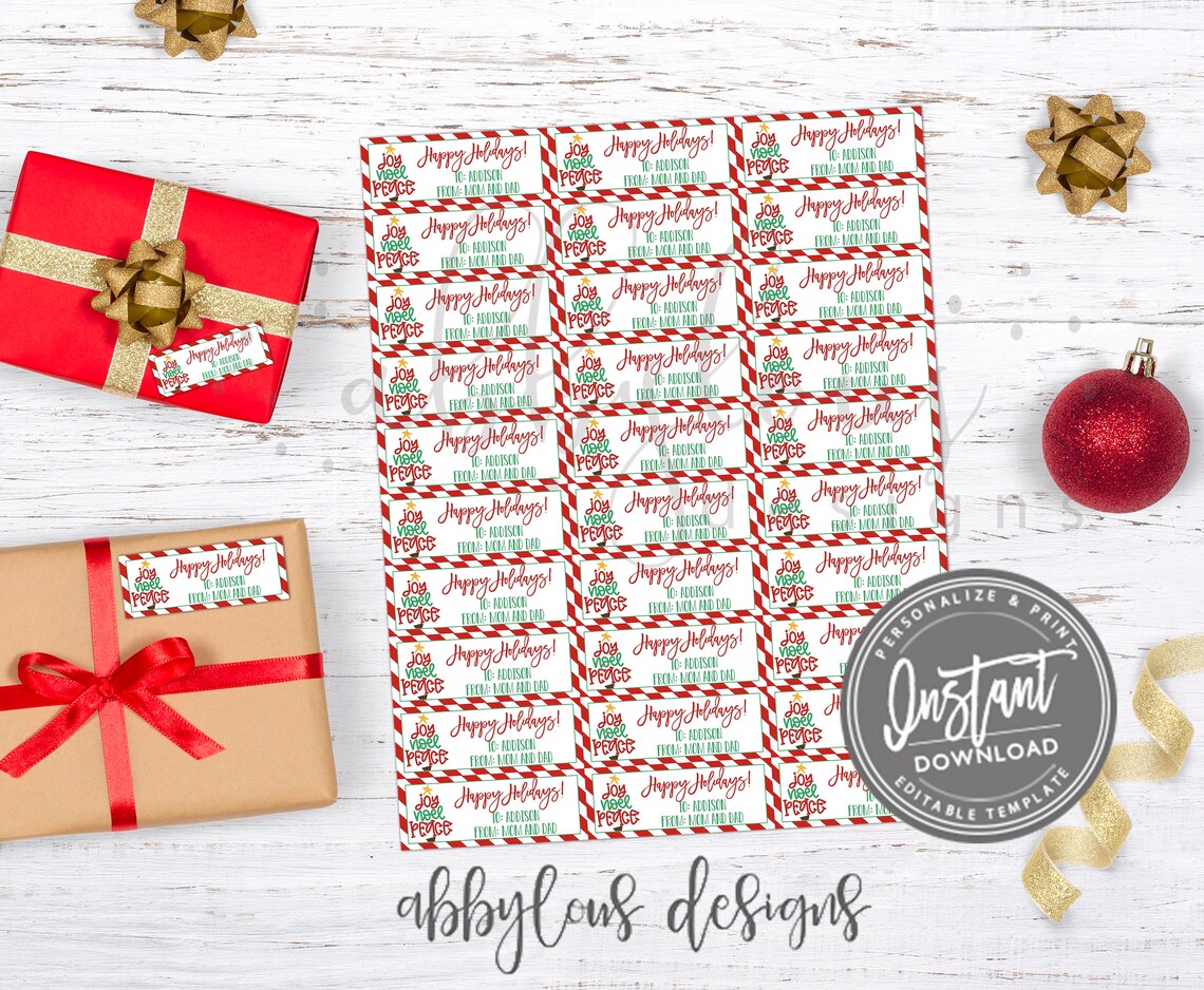 EDITABLE Gift Label Printable Christmas Gift Labels Editable | Etsy