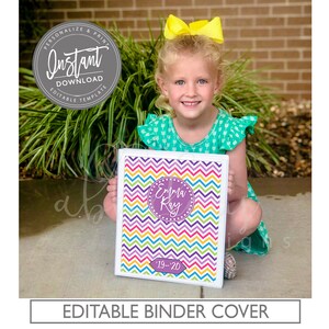 EDITABLE Binder Cover, Rainbow Chevron Binder Cover, Back to School ...