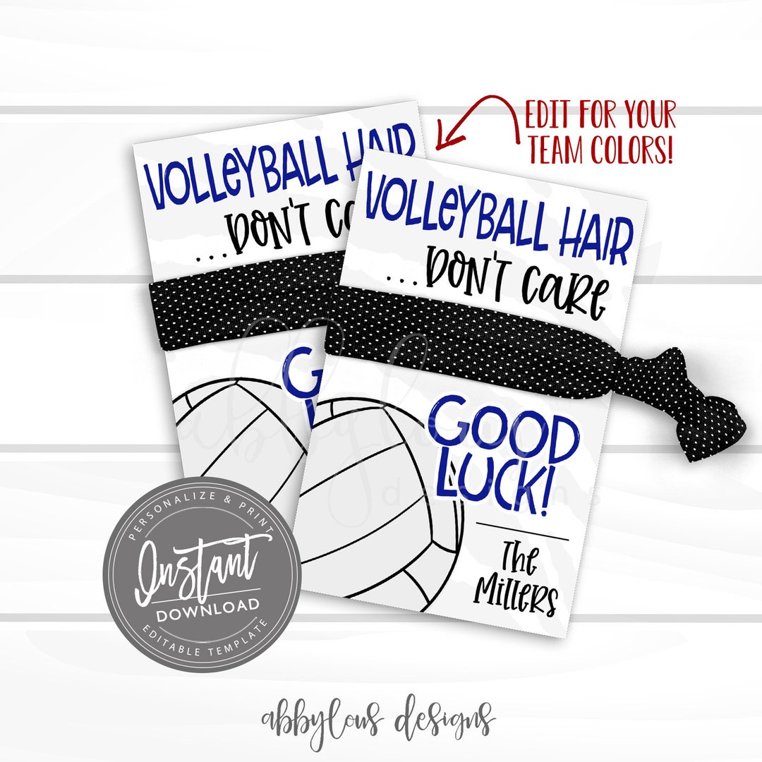 EDITABLE Volleyball Hair Tie Tags, Printable Volleyball Hair Band Tags ...