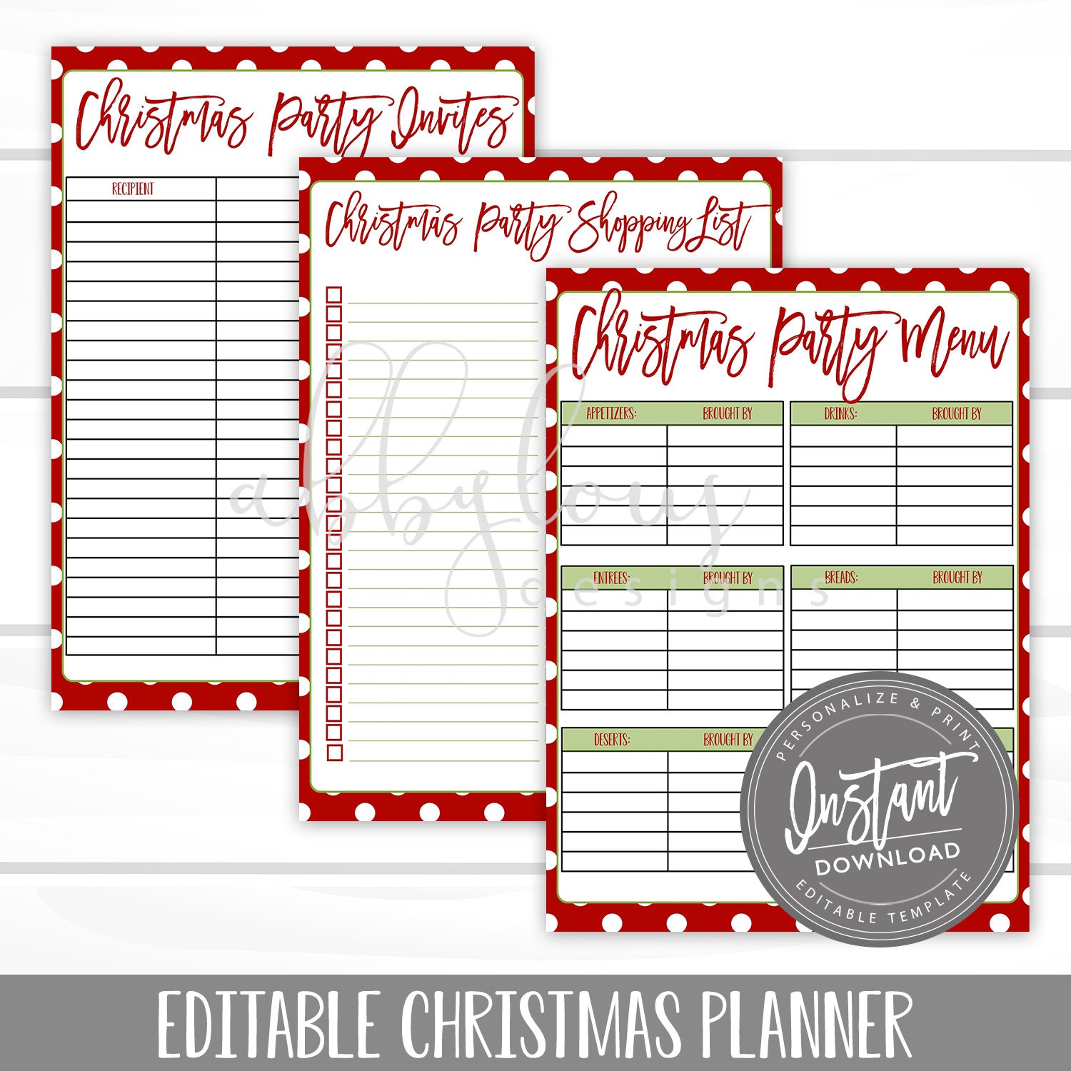 EDITABLE Christmas Planner Printable Christmas Party Planner | Etsy