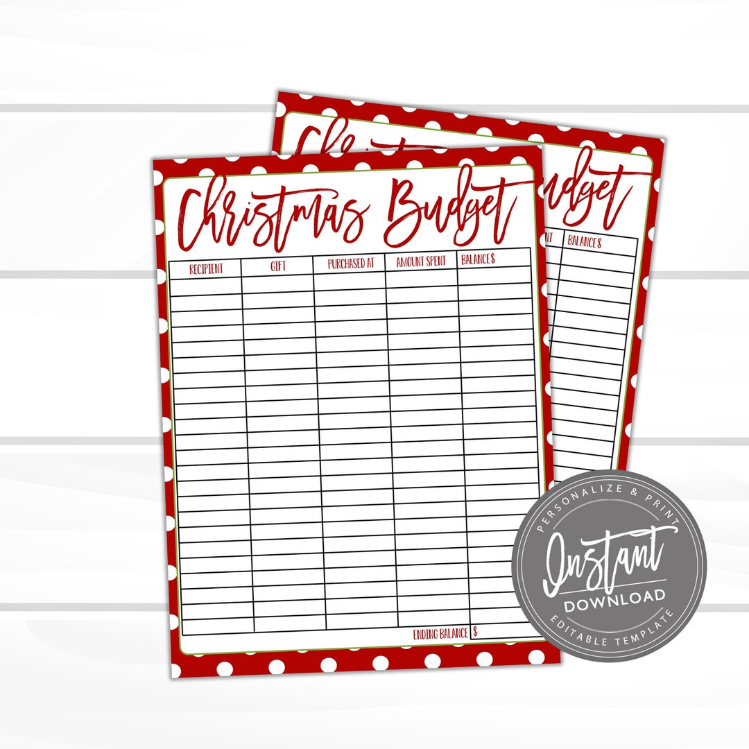 EDITABLE Christmas Budget Printable, Christmas Gift Tracker, Editable ...