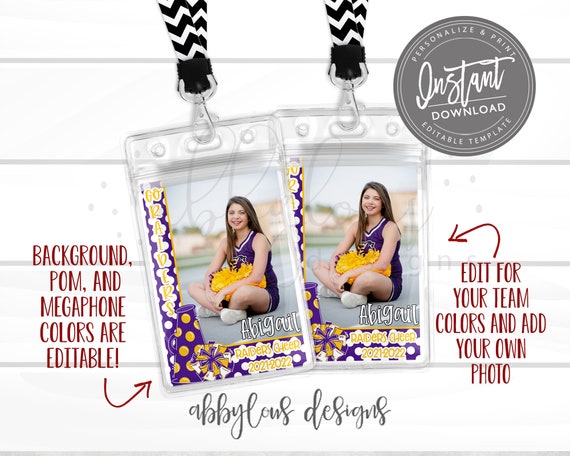 EDITABLE Cheer Photo Bag Tags Printable Cheer Backpack Tags - Etsy