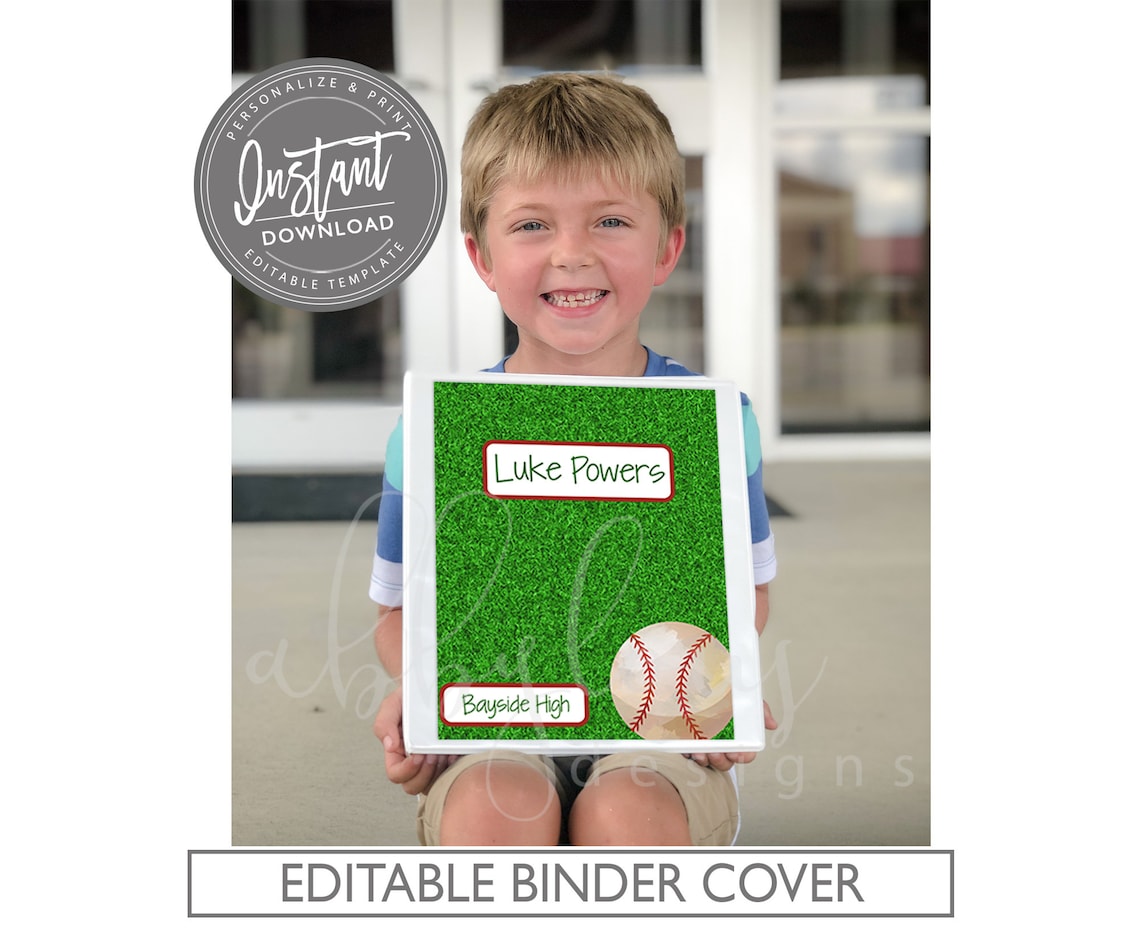EDITABLE Binder Cover Baseball Binder Cover Back to School | Etsy