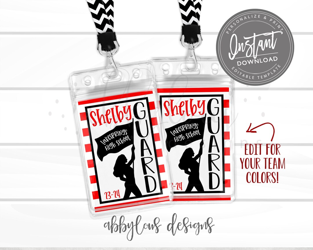 EDITABLE Color Guard Bag Tags, Printable Backpack Tags, Personalized ...