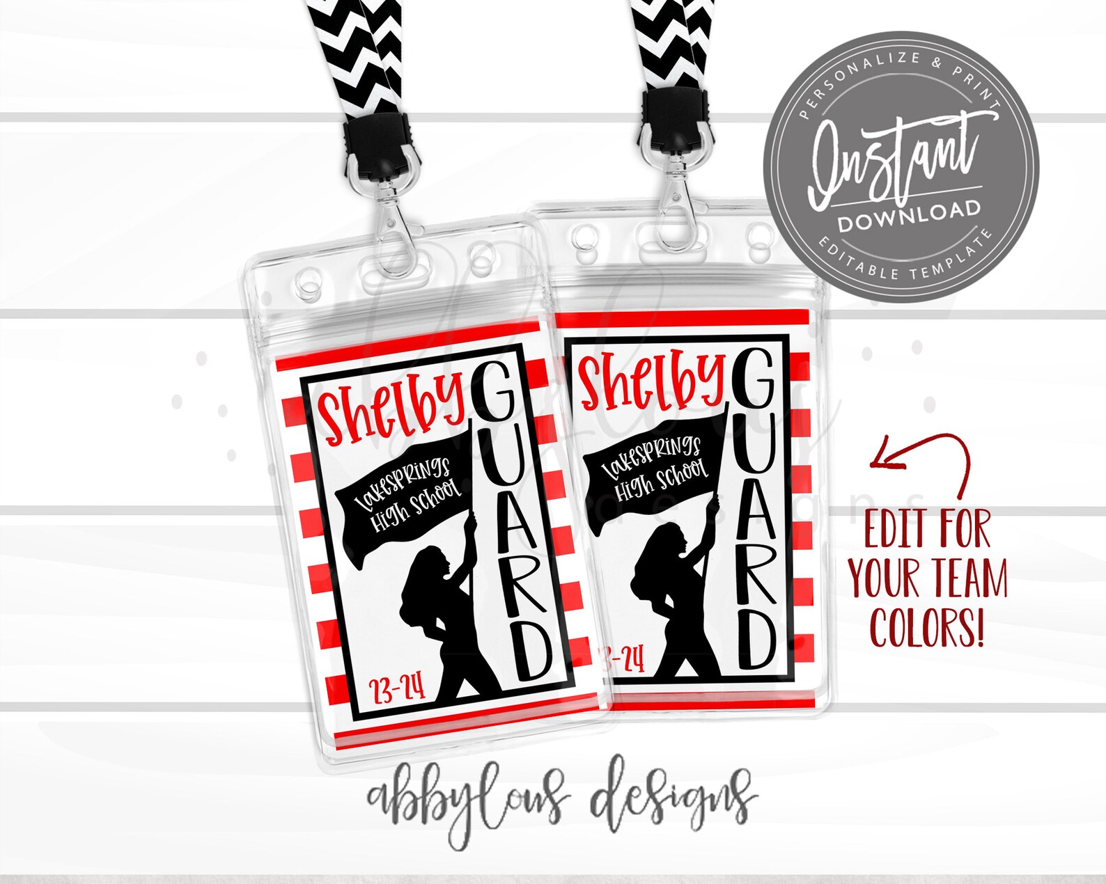 EDITABLE Color Guard Bag Tags, Printable Backpack Tags, Personalized ...
